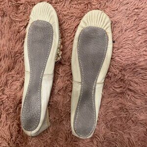 Shoes | Vintage Unique White Ballet Slippers With Embellishments 75 ...